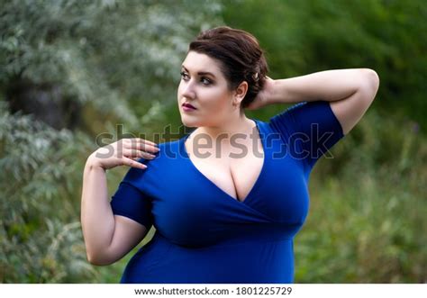 Sexy Plus Size Fashion Model Blue Stock Photo Shutterstock