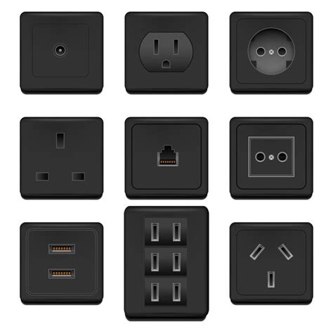 Premium Vector Realistic Detailed 3d Blank Socket And Switch Template Mockup Set Vector