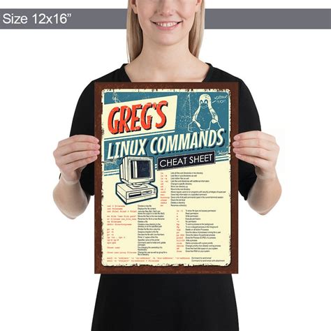 linux commands cheat sheet wall art poster etsy