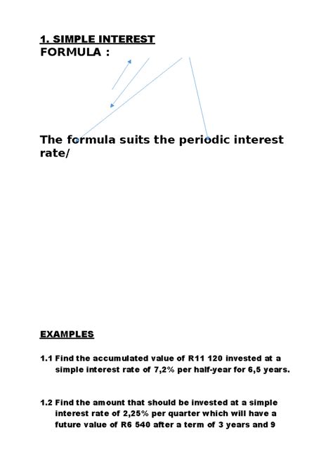 Simple Interest SIMPLE INTEREST FORMULA The Formula Suits The Periodic Interest Rate