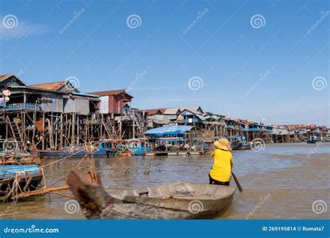 A Wooden Boats On The Tonle Sap Lake Close To Siem Reap Cambodia