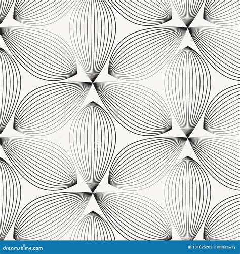 Linear Vector Pattern Repeating Abstract Flower Leaves Gray Line Of Leaf Or Flower Floral