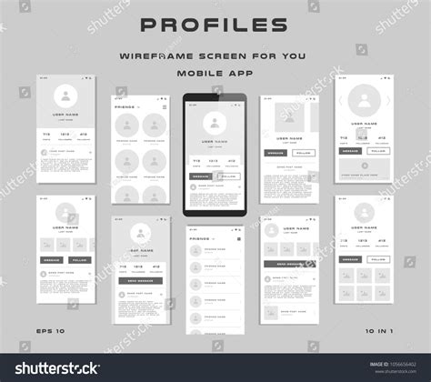 10 1 Ui Kits Wireframes Screens Stock Vector Royalty Free 1056656402 Shutterstock