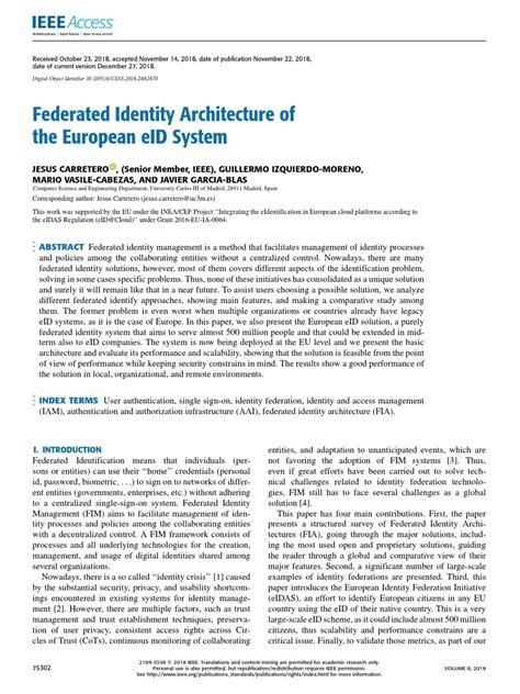Federated Identity Architecture Of The European Eid System Pdf