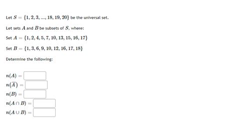 Solved Let S Be The Un Let Sets A And B Chegg Com