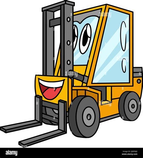 Forklift With Face Vehicle Cartoon Colored Clipart Stock Vector Image