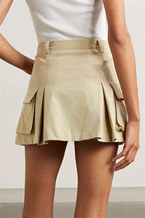 Beige Audrey Pleated Cotton Twill Mini Skirt The Frankie Shop Mini