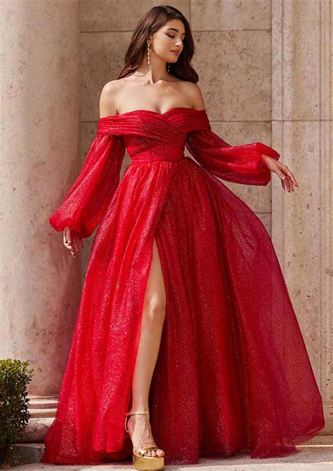 A Line Princess Off The Shoulder Fulllong Sleeve Sweep Train Tulle