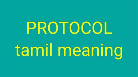 Protocol Tamil Meaningsasikumar Youtube