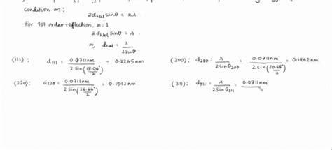 SOLVED The Following Table Lists Diffraction Angles For The First Four Peaks First Order Of