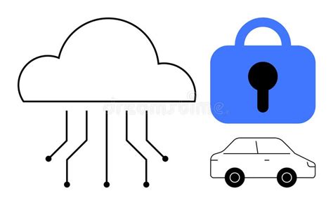 Cloud Computing Security In Automotive Industry With Abstract Icons Stock Vector Illustration