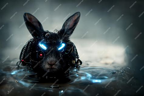 Premium Photo Black Water Rabbit In Fancy Dark Cyberpunk Style Neural