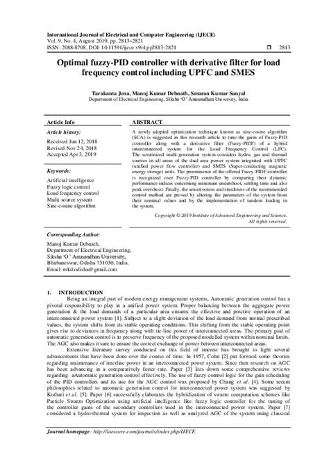 Pdf Optimal Fuzzy Pid Controller With Derivative Filter For Load