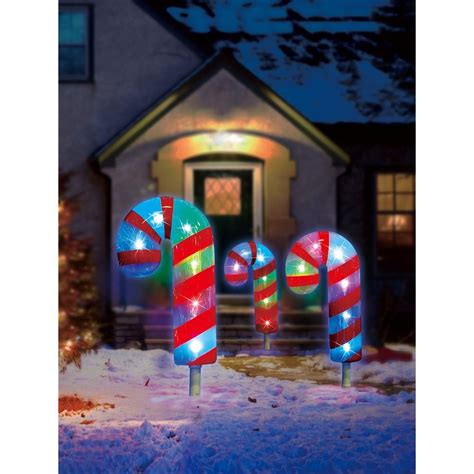 illuminations 18 7 ft color blast remote controlled rgb led candy cane pathway markers 3 pack