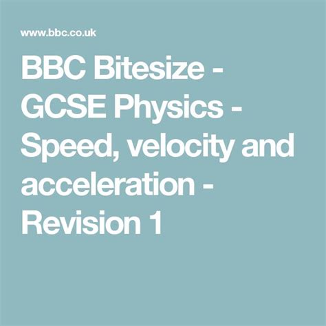 Bbc Bitesize Gcse Physics Speed Velocity And Acceleration