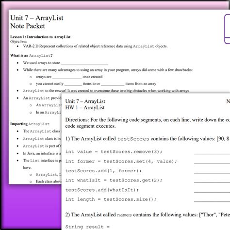 Goldies Ap® Computer Science A Unit 7 Plans Arraylist Goldies