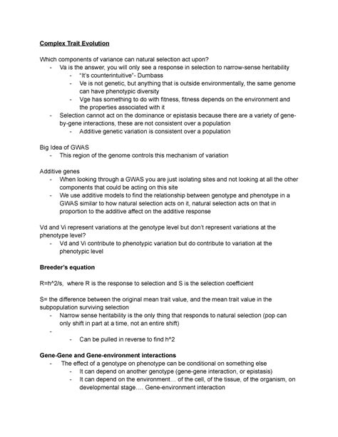 10 27 Complex Trait Evolution Complex Trait Evolution Which