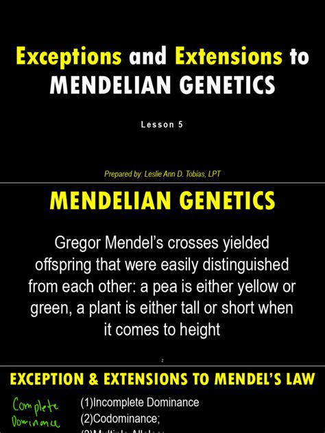 Lesson 5 Exceptions And Extensions To Mendelian Pdf Dominance