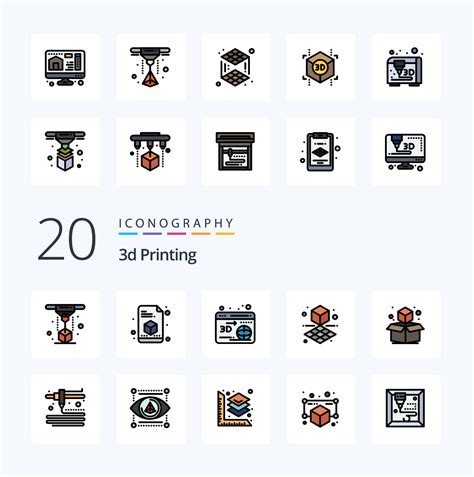 20 3d Printing Line Filled Color Icon Pack Like 3d Printing Page Computer Globe 19755129 Vector