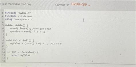 Solved Lab Rolling For X C Need The Main Cpp Code To Chegg