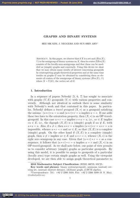 Pdf Graphs And Binary Systems