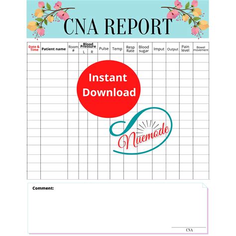 Free Cna Report Sheet Templates