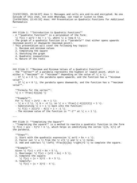 Quadratic Function Pdf Quadratic Function Pdf