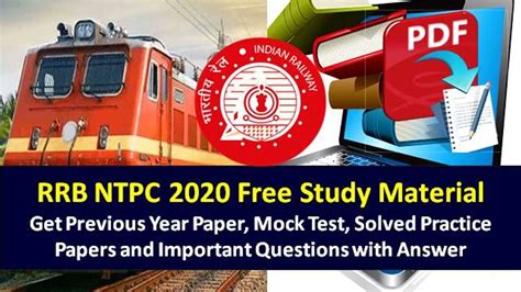 RRB NTPC 2020 Exam Free Study Material PDF Download Get Previous Year Papers Solved Practice
