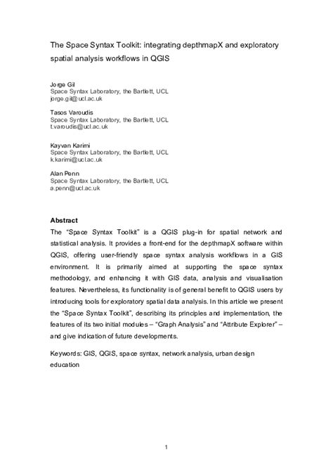 Pdf The Space Syntax Toolkit Integrating Depthmapx And Exploratory