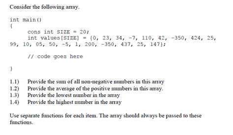 Solved Consider The Following Array Int Main Cons Int