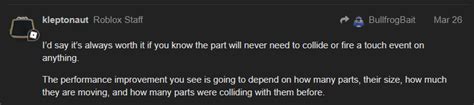 Quick Clarification Re Collisions And Performance Building Support Developer Forum Roblox