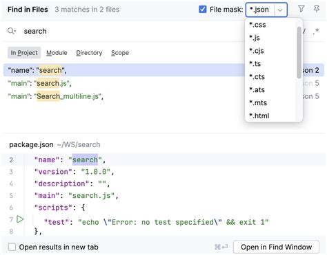 Search For A Target Within A Project Webstorm Documentation