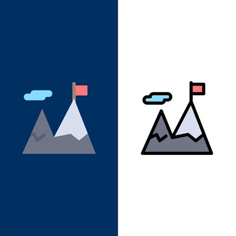 Accomplished Business Mission Motivation Icons Flat And Line Filled