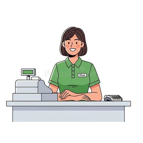 Friendly Cashier Illustration Stock Illustration Illustration Of