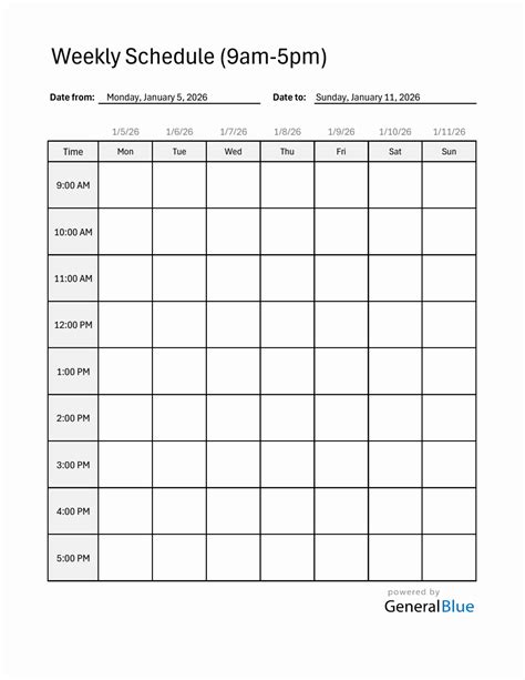 Free Excel Weekly Schedule Templates