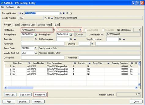 Creating Single Receipt Entry From Multiple Purchase Order In Sage 300 Erp Sage 300 Erp Tips