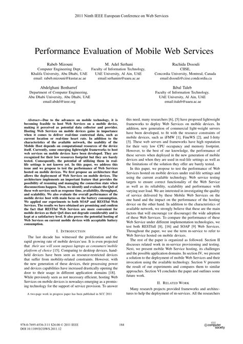 Pdf Performance Evaluation Of Mobile Web Services