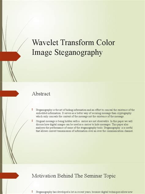 Wavelet Transform Color Image Steganography Pdf Technology And Engineering