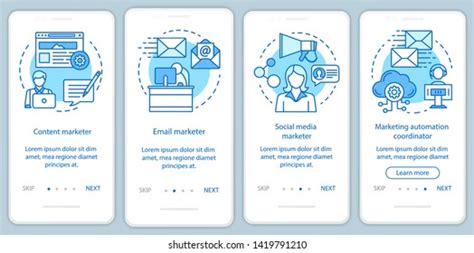 Manufacturing Process Blue Onboarding Mobile App Stock Vector Royalty Free