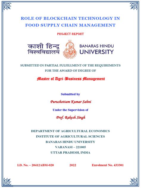 Role Of Blockchain In Food Tenchnology Pdf Supply Chain Internet