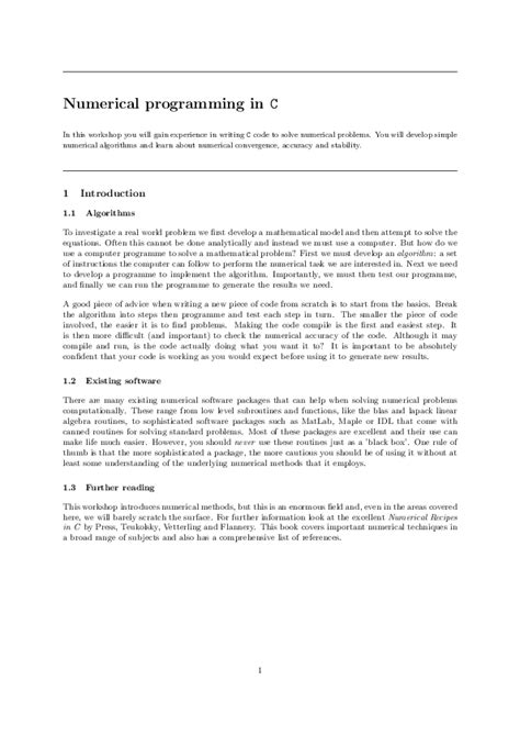 Pdf Numerical Programming In C