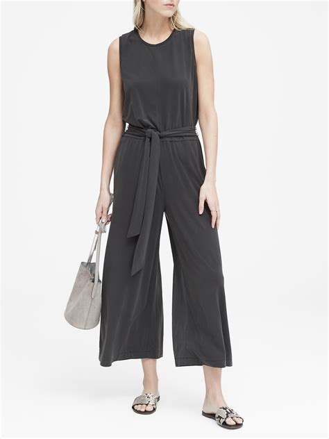 Sandwash Modal Cropped Wide Leg Jumpsuit Banana Republic
