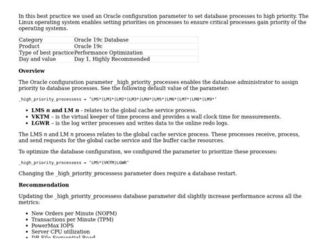 oracle 19c database high priority processes day one best practices dell technologies info hub