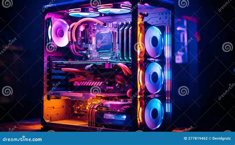 A Gaming Computer With Rgb Led Lighting Generative Ai Stock Illustration Illustration Of