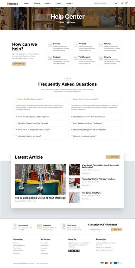 Bagage Woocommerce Bag Store Elementor Pro Template Kit Wp Template