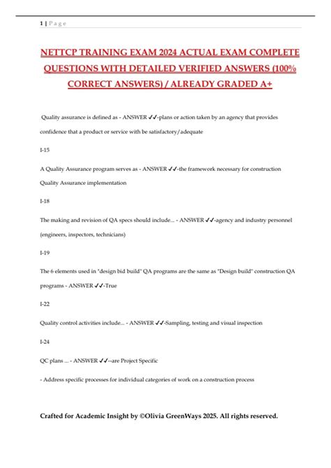 Nettcp Training Exam 2024 Actual Exam Complete Questions With Detailed