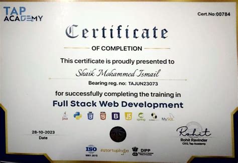 Mohammed Ismail Shaik On Linkedin Recently Completed A Course On Java Full Stack Development