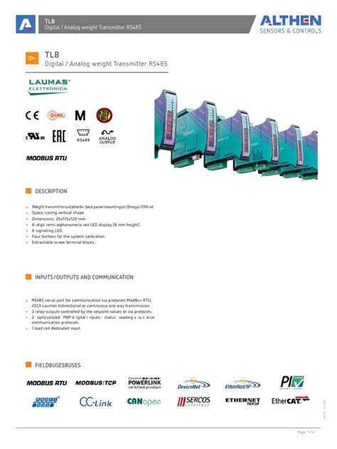 Tlb Modbus Tcp Digital Amplifier En Pdf Download Free Pdf Bit Rate Computer Network