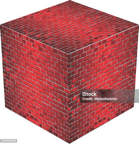 붉은 벽돌로 만든 큐브 3차원 형태에 대한 스톡 벡터 아트 및 기타 이미지 3차원 형태 건물 정면 건축 Istock
