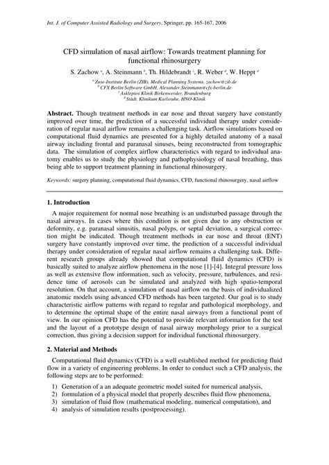Pdf Cfd Simulation Of Nasal Airflow Towards Treatment Planning For